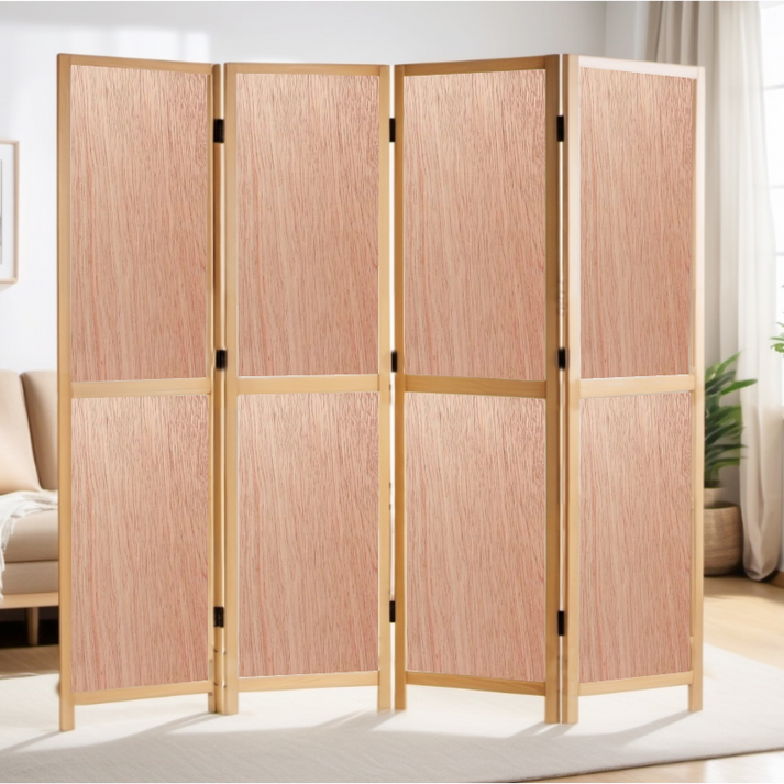 Partition Room Divider - 4-Panel Double-Sided Commercial Veneered-Face ...