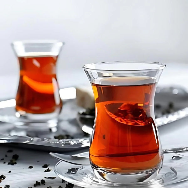 Turkish Tea Glass Set - 6 Piece Small 120ml Turkish Tea Glass and Sauc ...